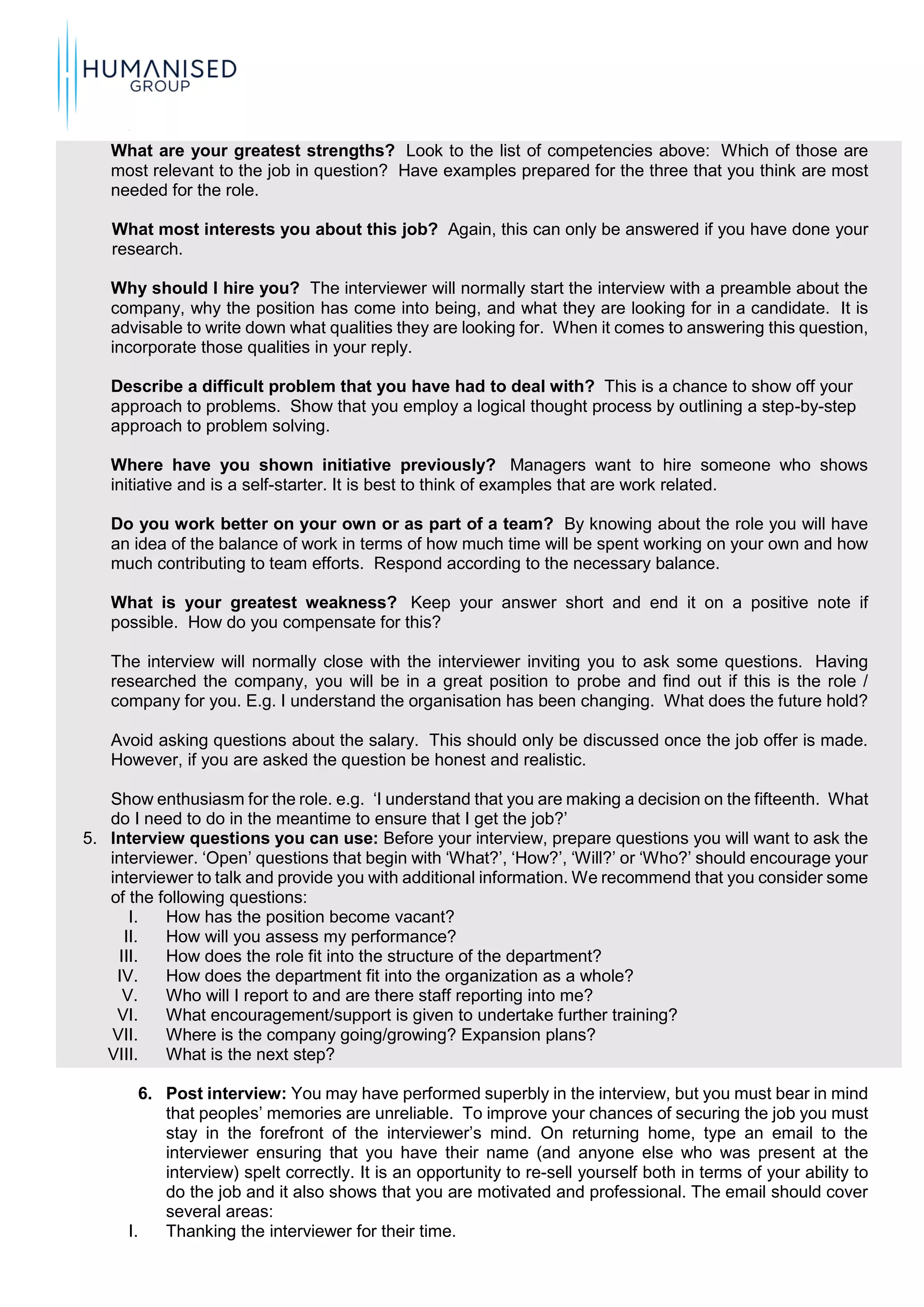 Your Interview Preparation Guide - Humanised | PDF