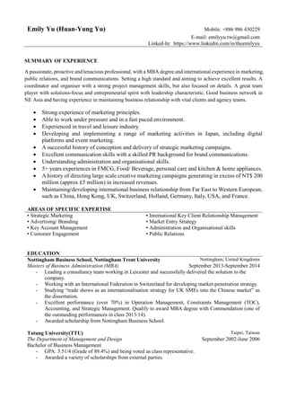Emily Yu_CV_English version_v2 12062016 | PDF