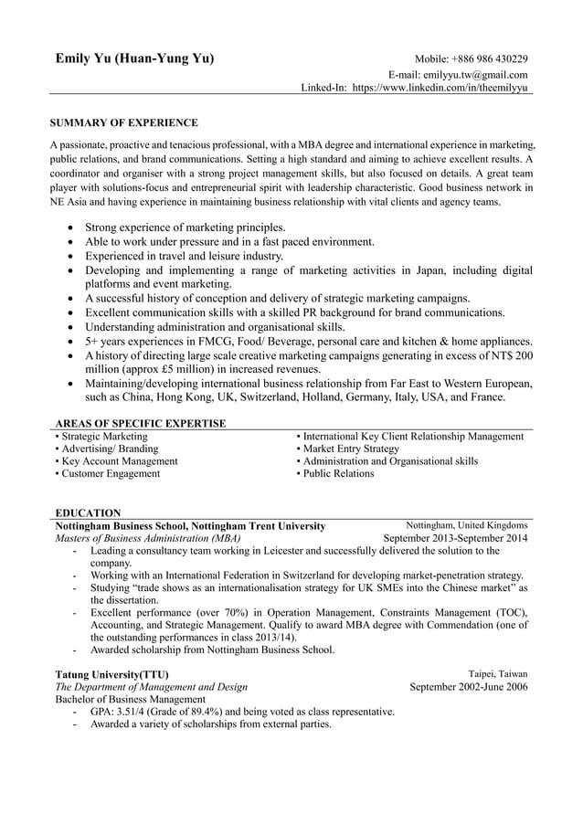 Emily Yu_CV_English version_v2 12062016 | PDF