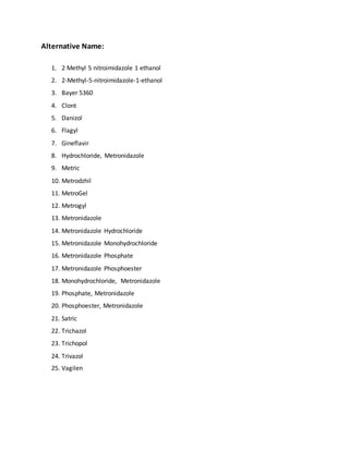 Assignment on Metronidazole | DOCX