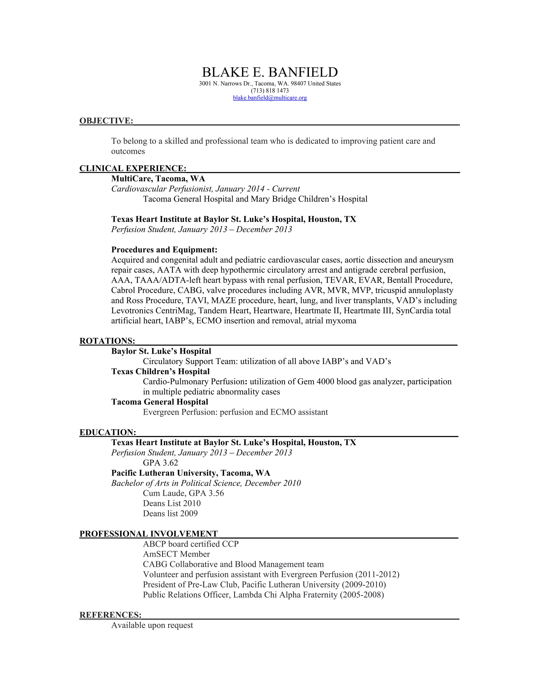 Blake Banfield resume | PDF