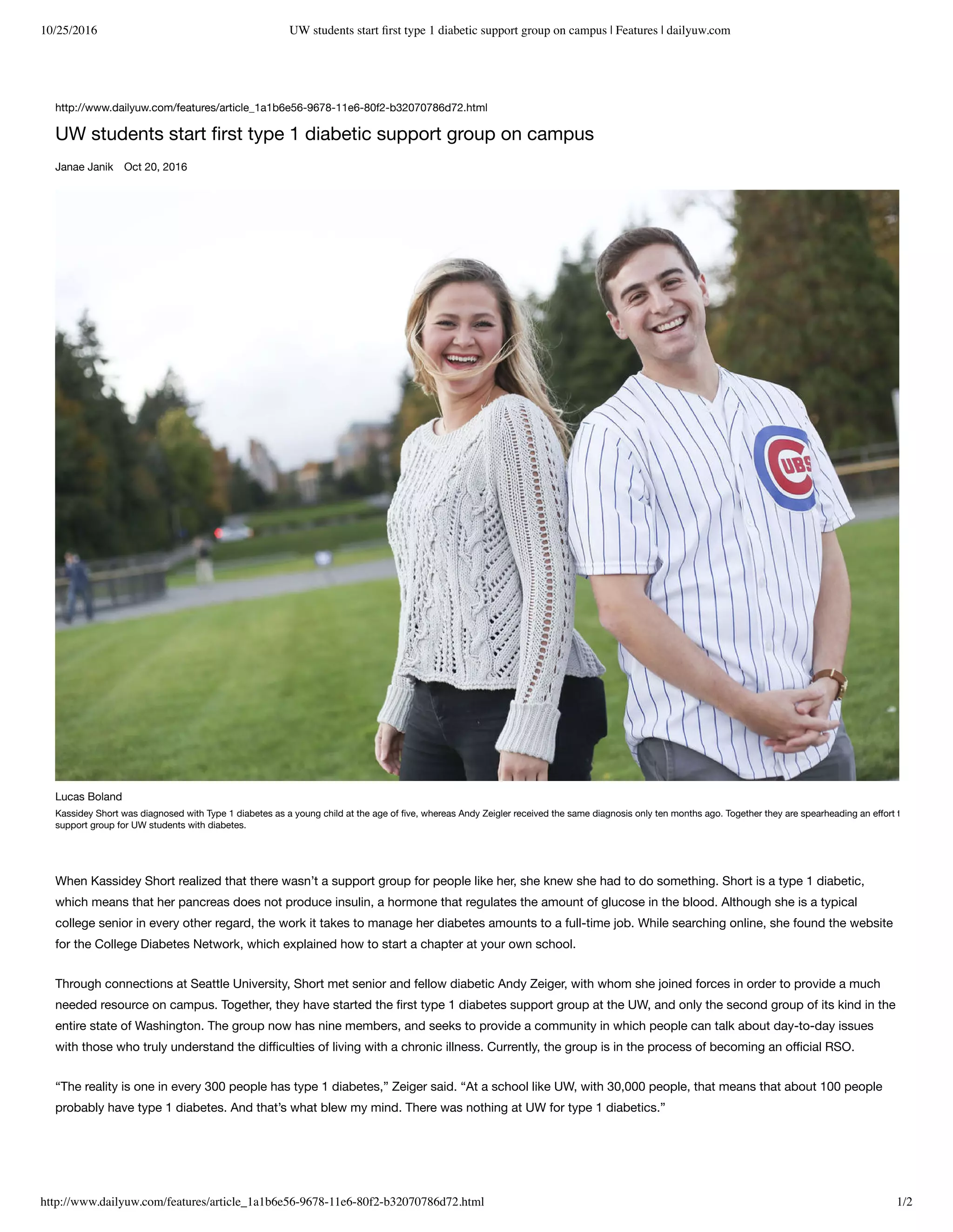 UW students start first type 1 diabetic...oup on campus | Features ...