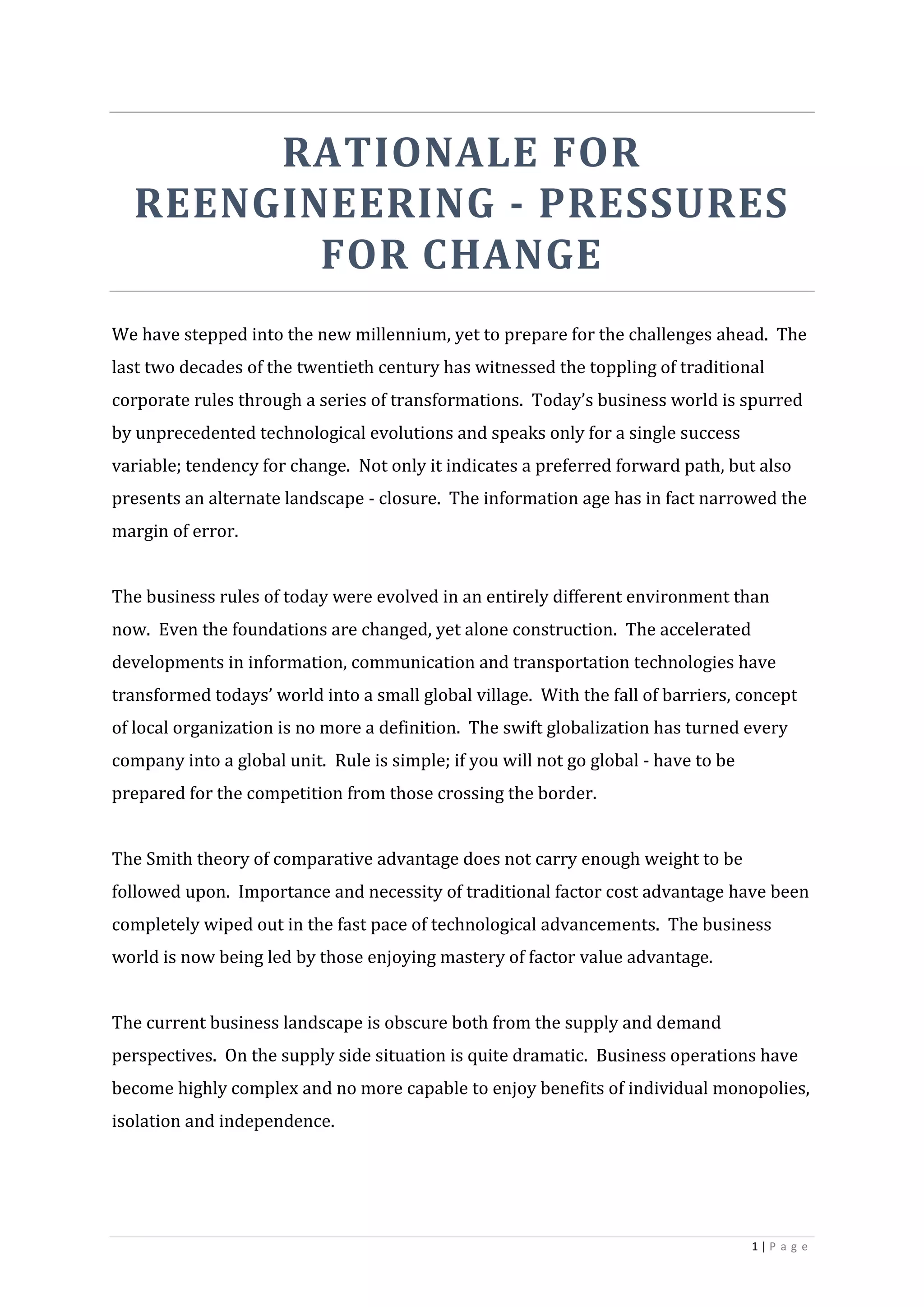 Rationale for Reengineering | PDF