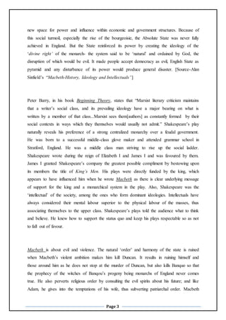 Marxist Ideology in Shakespeare's Macbeth | DOCX