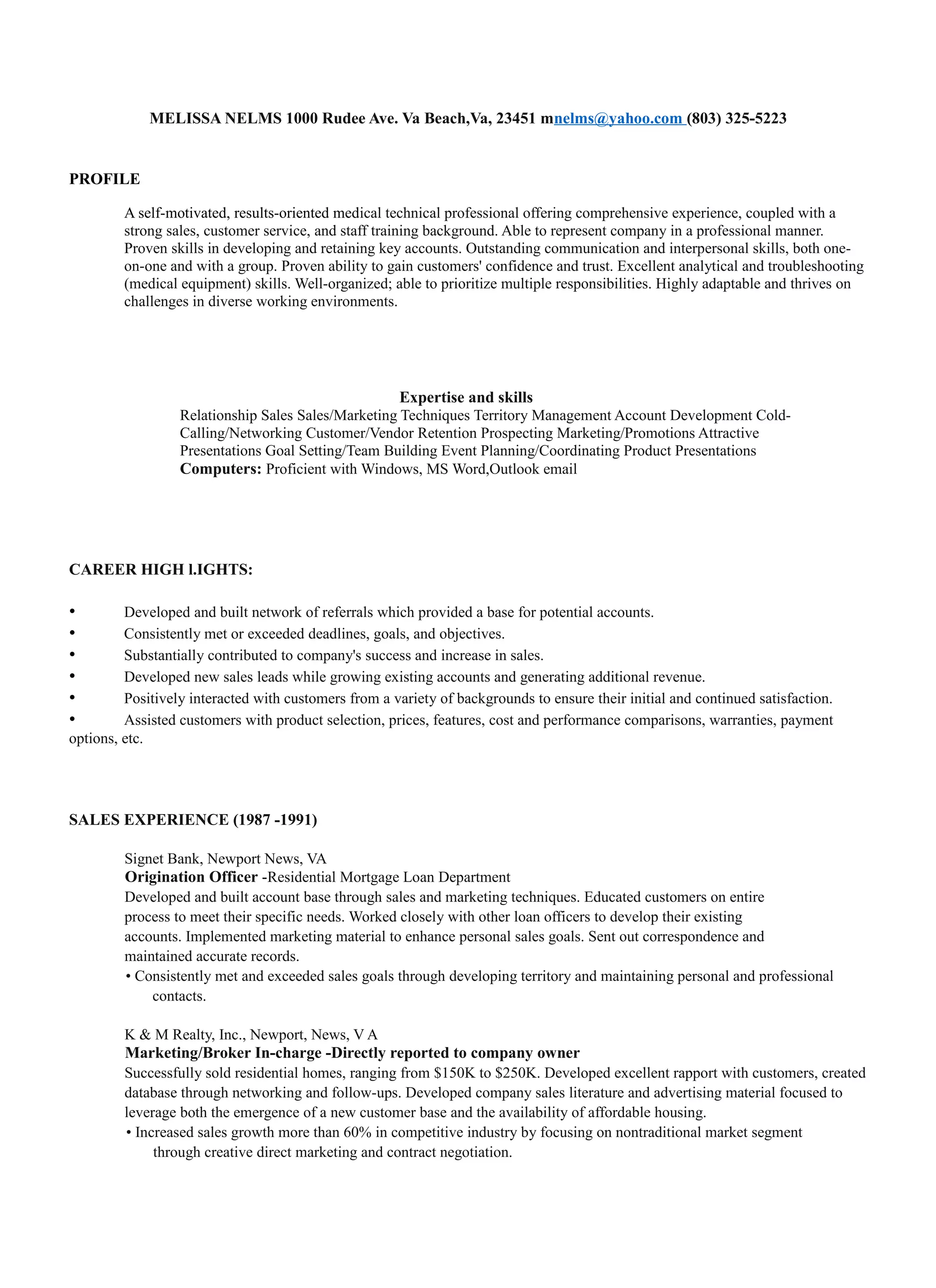 Melissa Resume | PDF