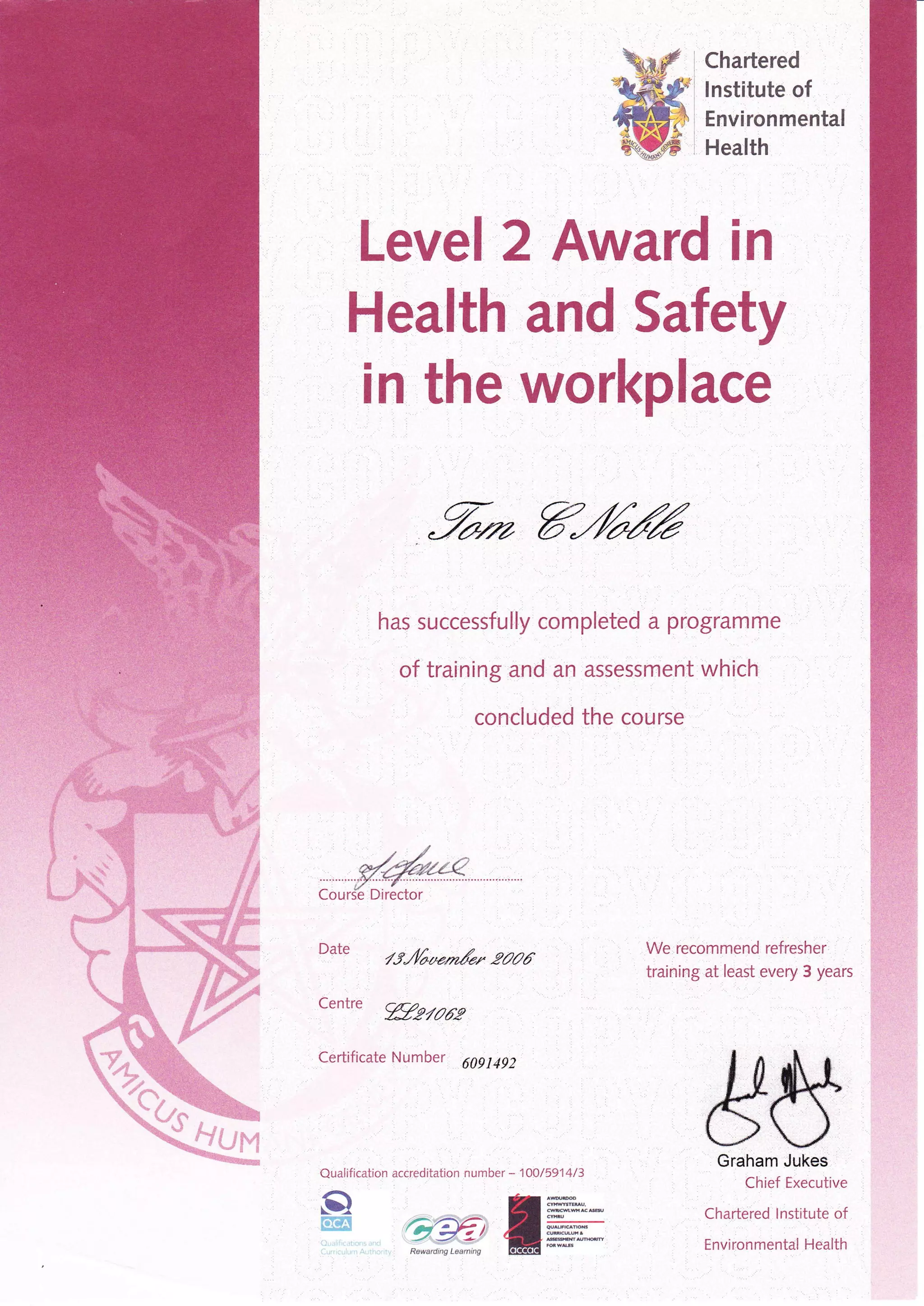 Health And Safety Certificate | PDF