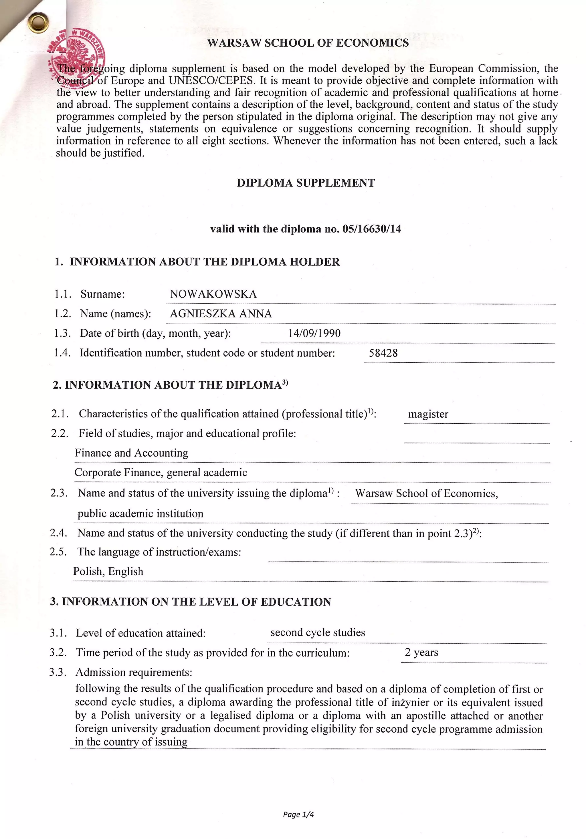 diploma supplement | PDF