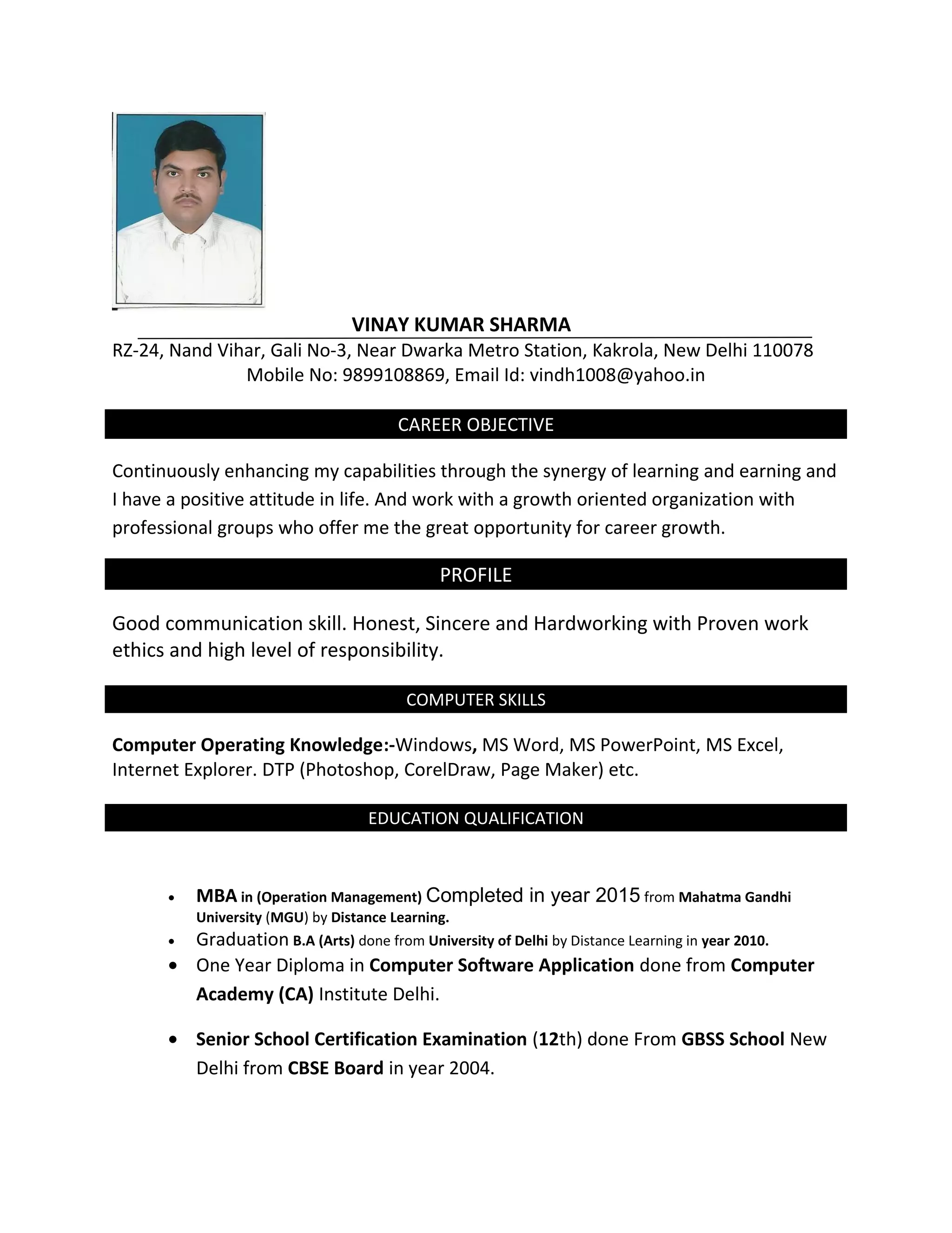Vinay Sharma Resume | PDF Vinay Sharma Resume | PDF