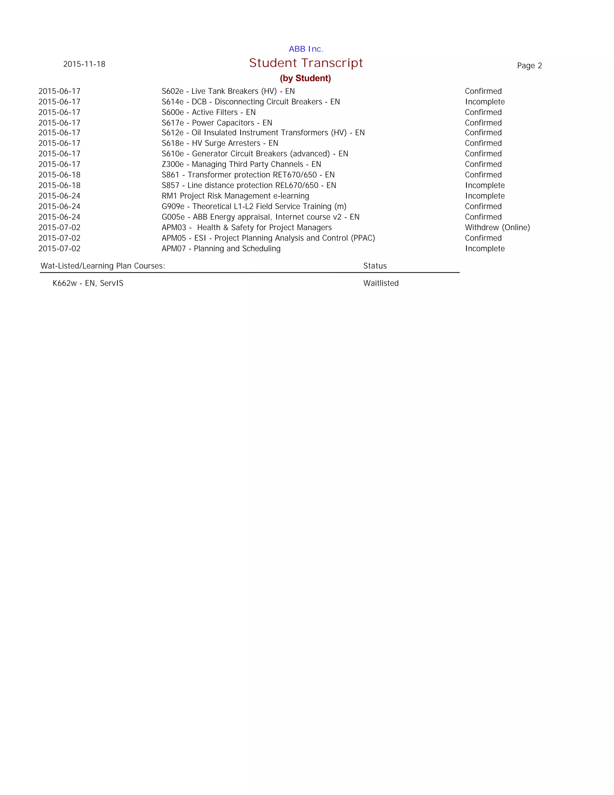 ABB Internal Courses | PDF