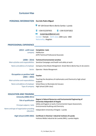 Eva Miguel CV | PDF