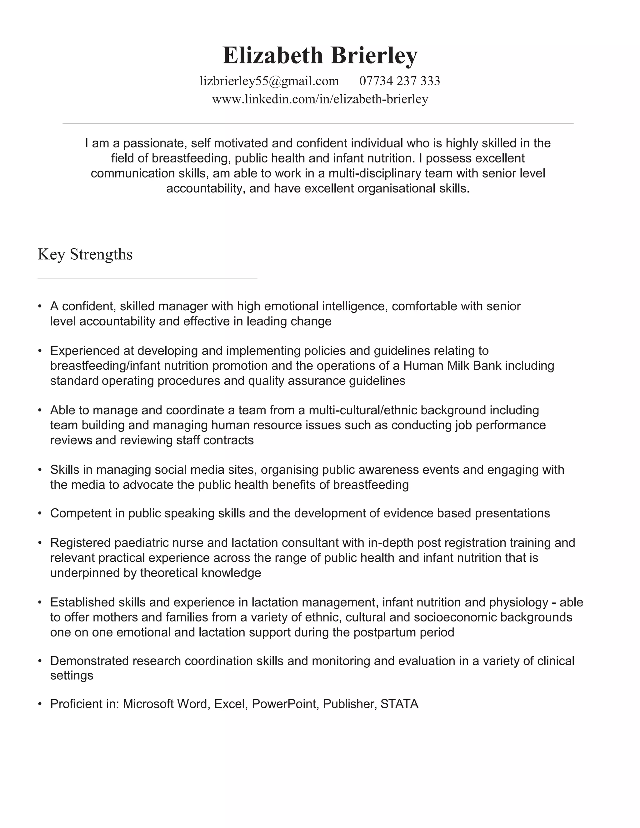Elizabeth Brierley CV | PDF