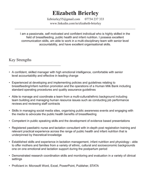 Elizabeth Brierley CV | PDF