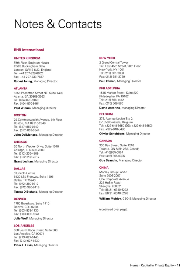 RHR Human Capital in Private Equity | PDF