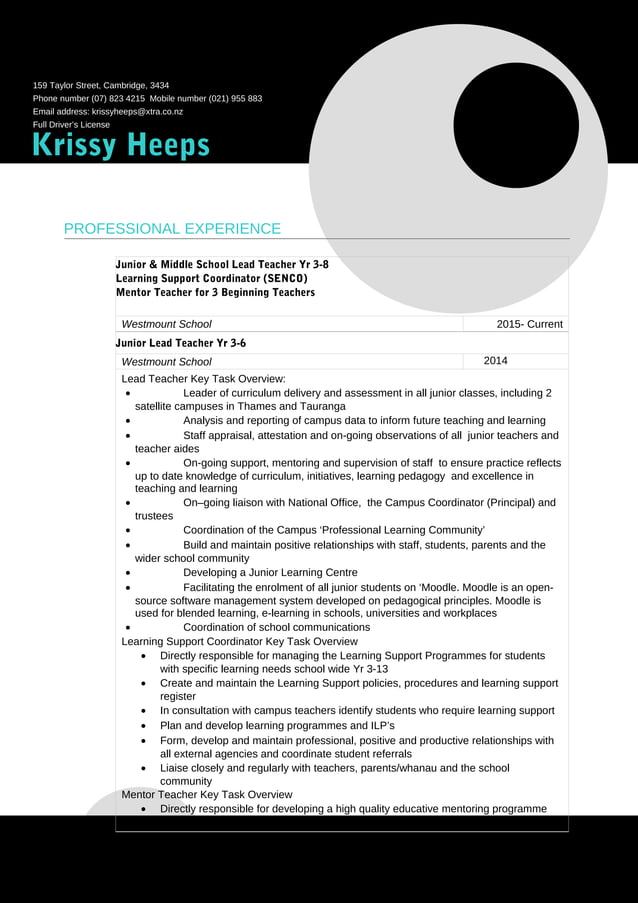 Curriculum Vitae Krissy Heeps 2015 V2 | PDF