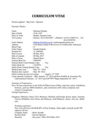 Curriculum_Vitae_-_Marhum_Pardede_(Autosaved)_-_Copy | DOC | Business | Business and Finance