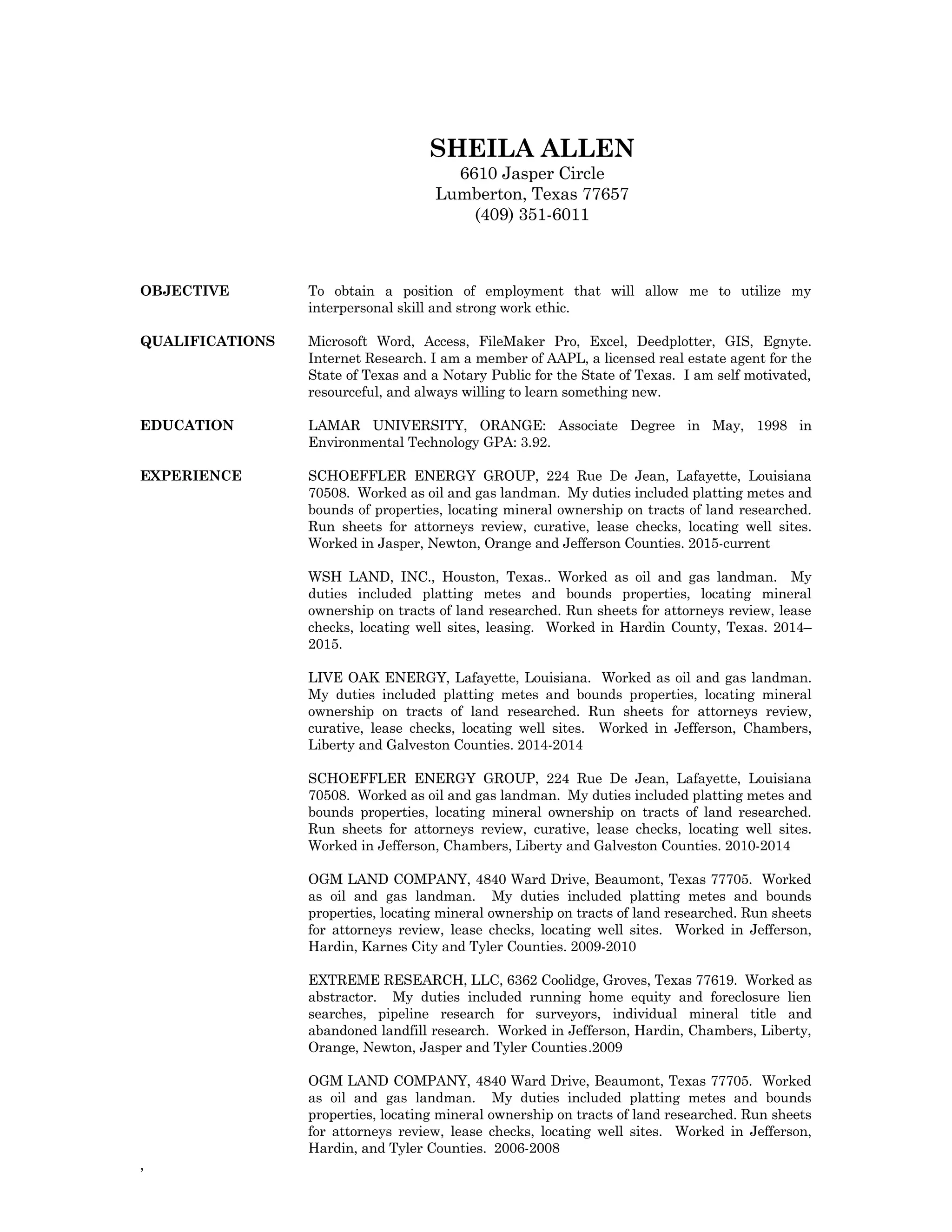 new SHEILA ALLEN resume | PDF