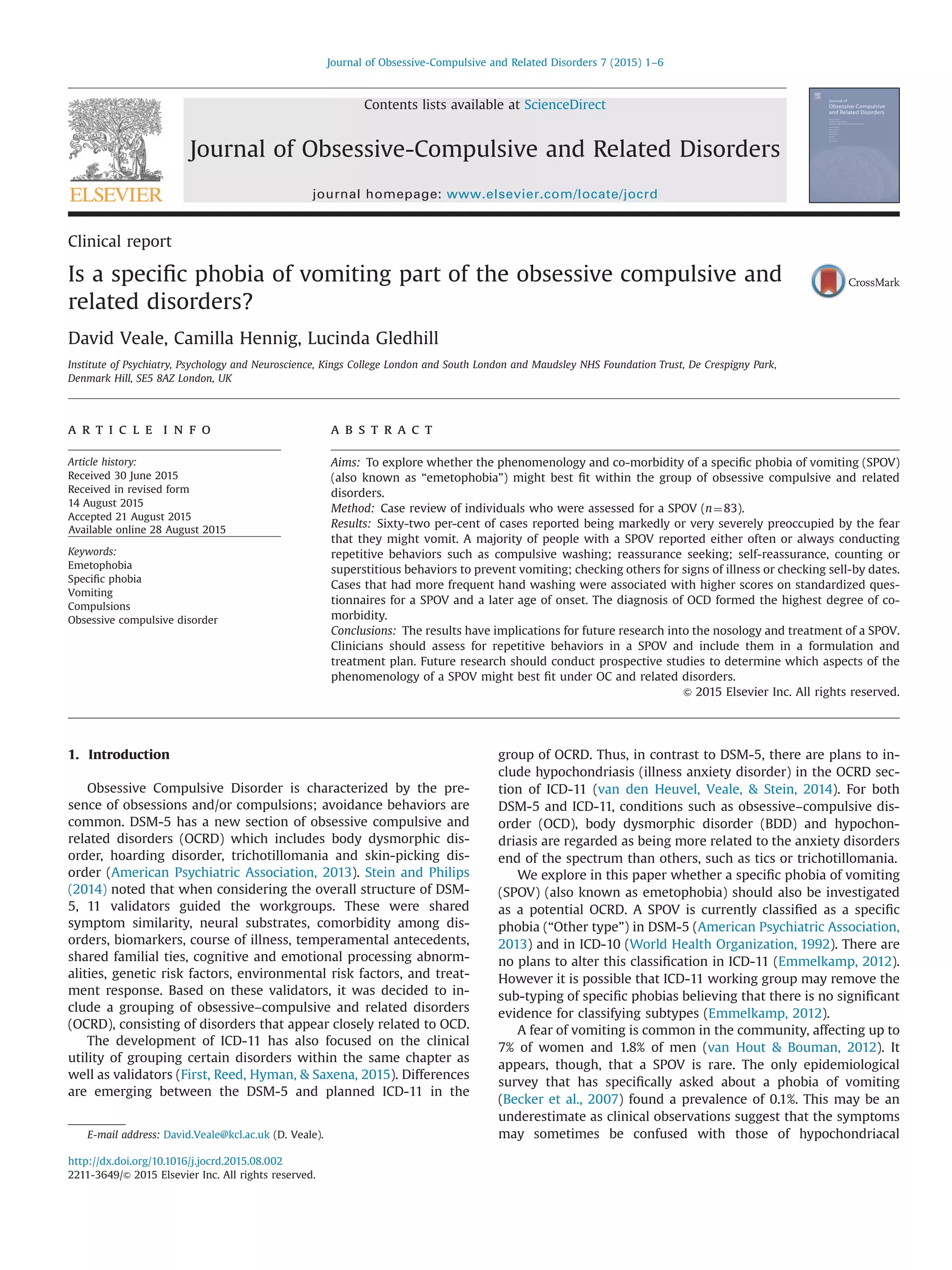 Veale, Hennig & Gledhill (2015) | PDF