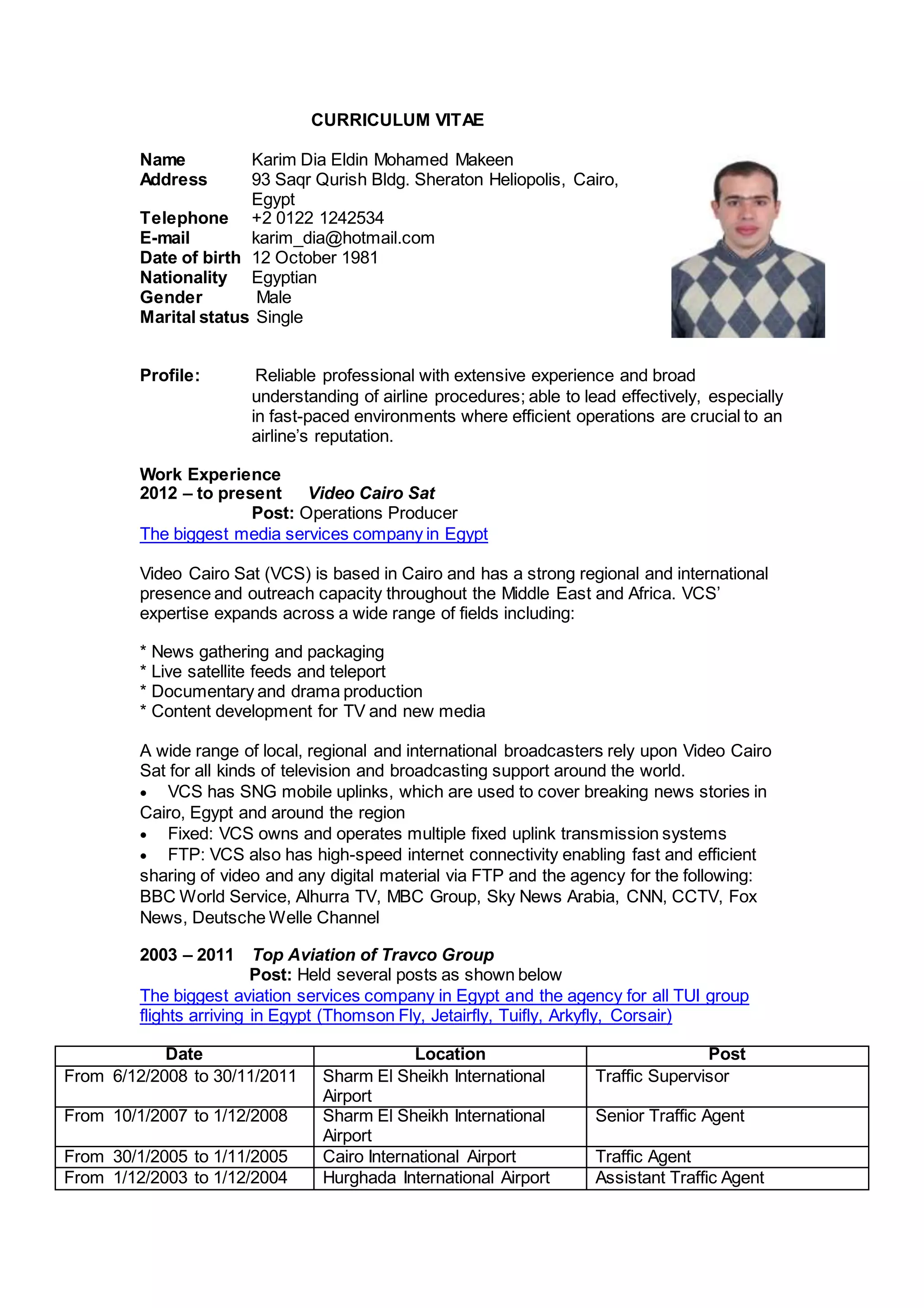 Karim Makeen's CV (airline) | DOCX