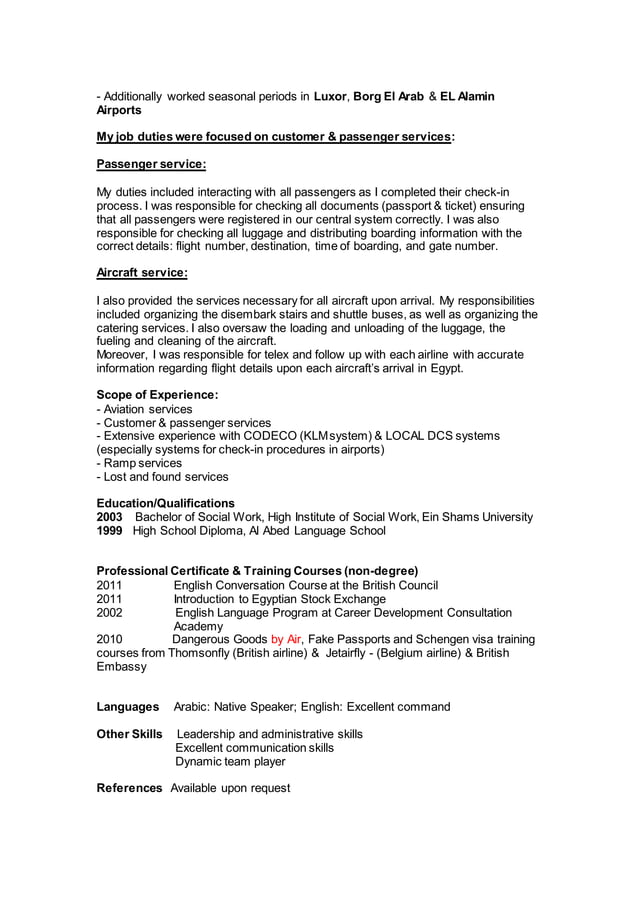 Karim Makeen's CV (airline) | PDF
