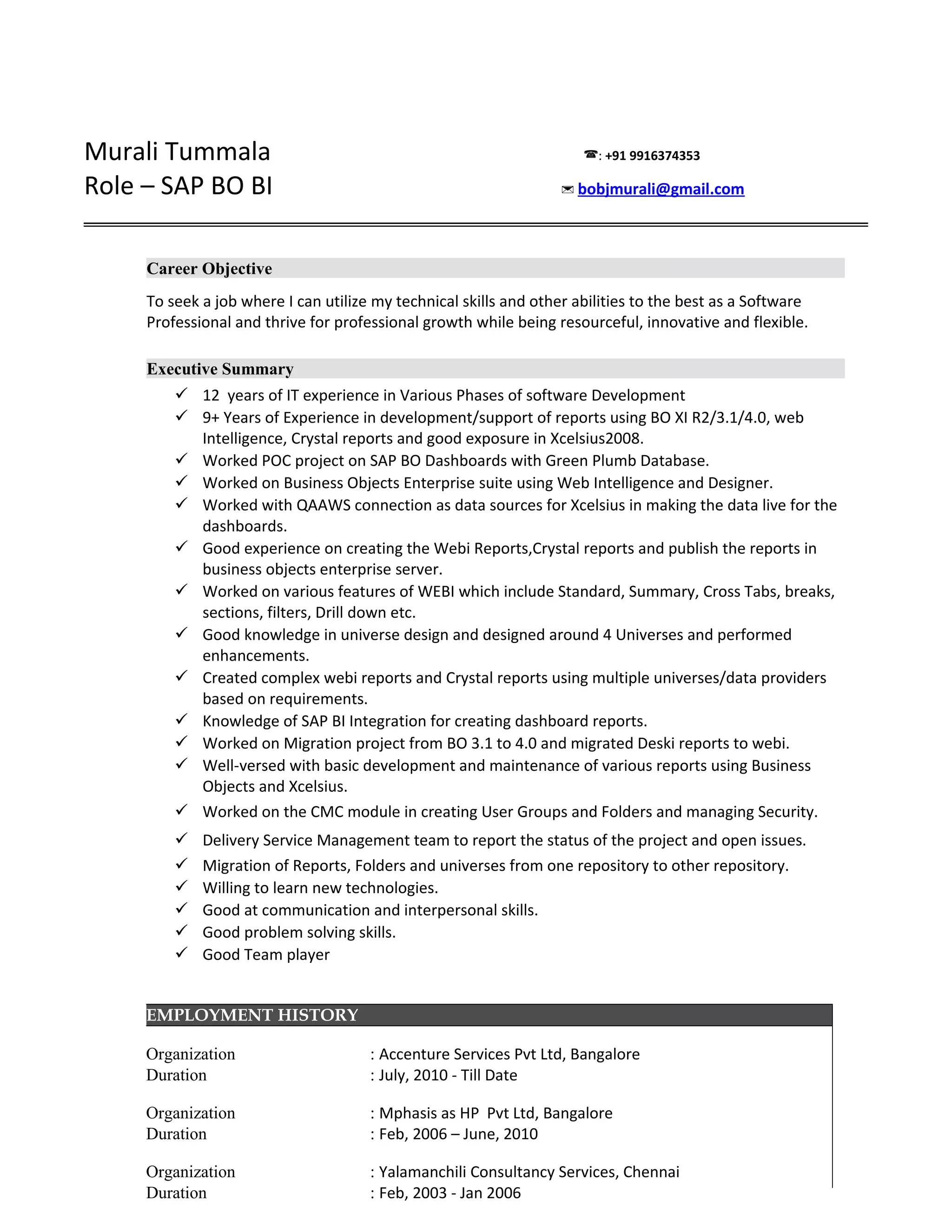 Murali Tummala Resume | DOC