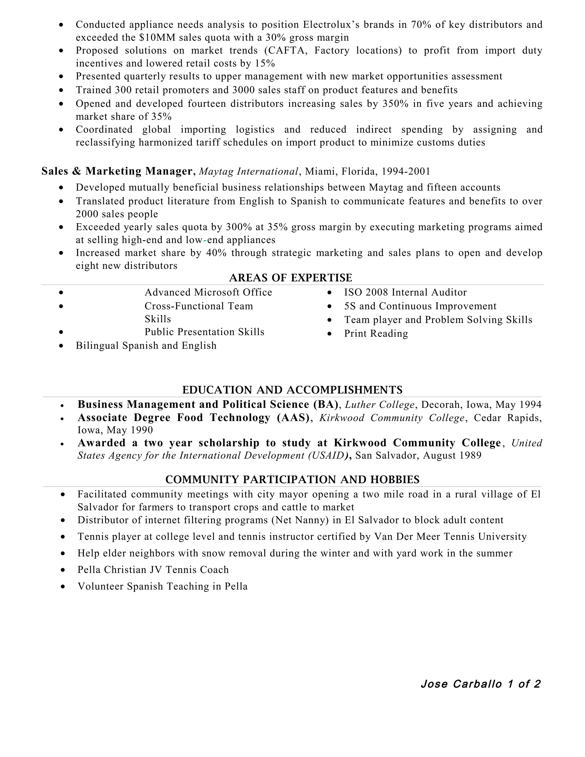 Jose_Carballo Resume - January 2016 | PDF