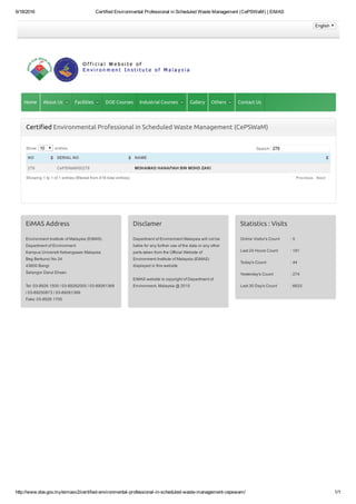 Certified Environmental Professional in Scheduled Waste Management ...