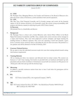 Company - Profile -ICI Variety Limited - Division Training | PDF