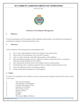 Company - Profile -ICI Variety Limited - Division Training | PDF