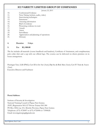 Company - Profile -ICI Variety Limited - Division Training | PDF