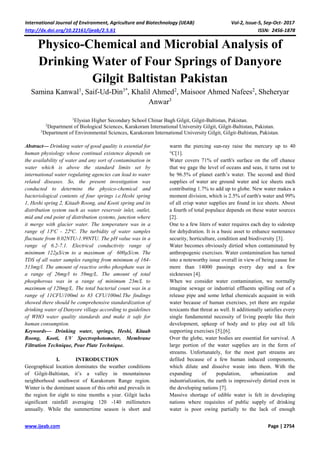 Physico-Chemical and Microbial Analysis of Drinking Water of Four ...
