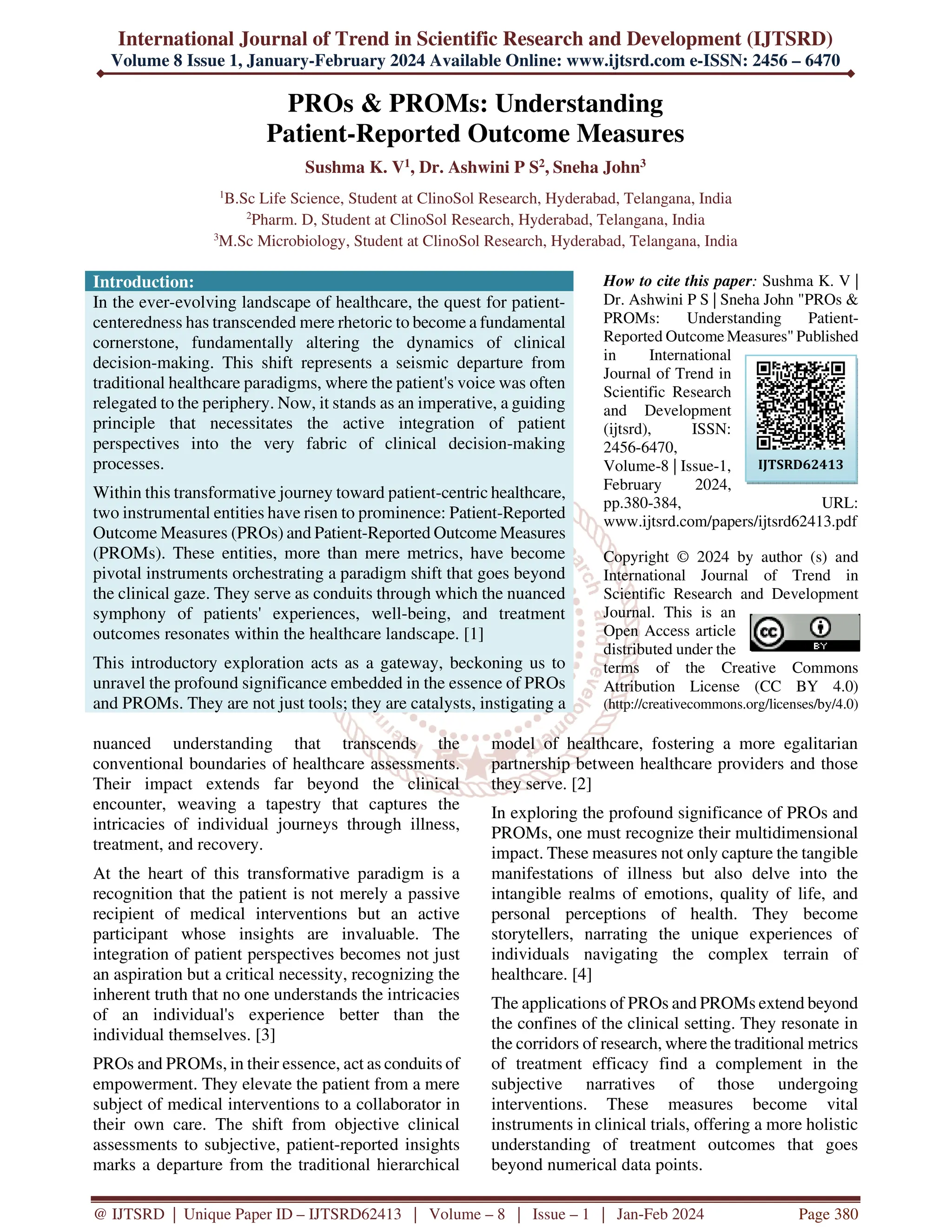 PROs and PROMs Understanding Patient Reported Outcome Measures | PDF
