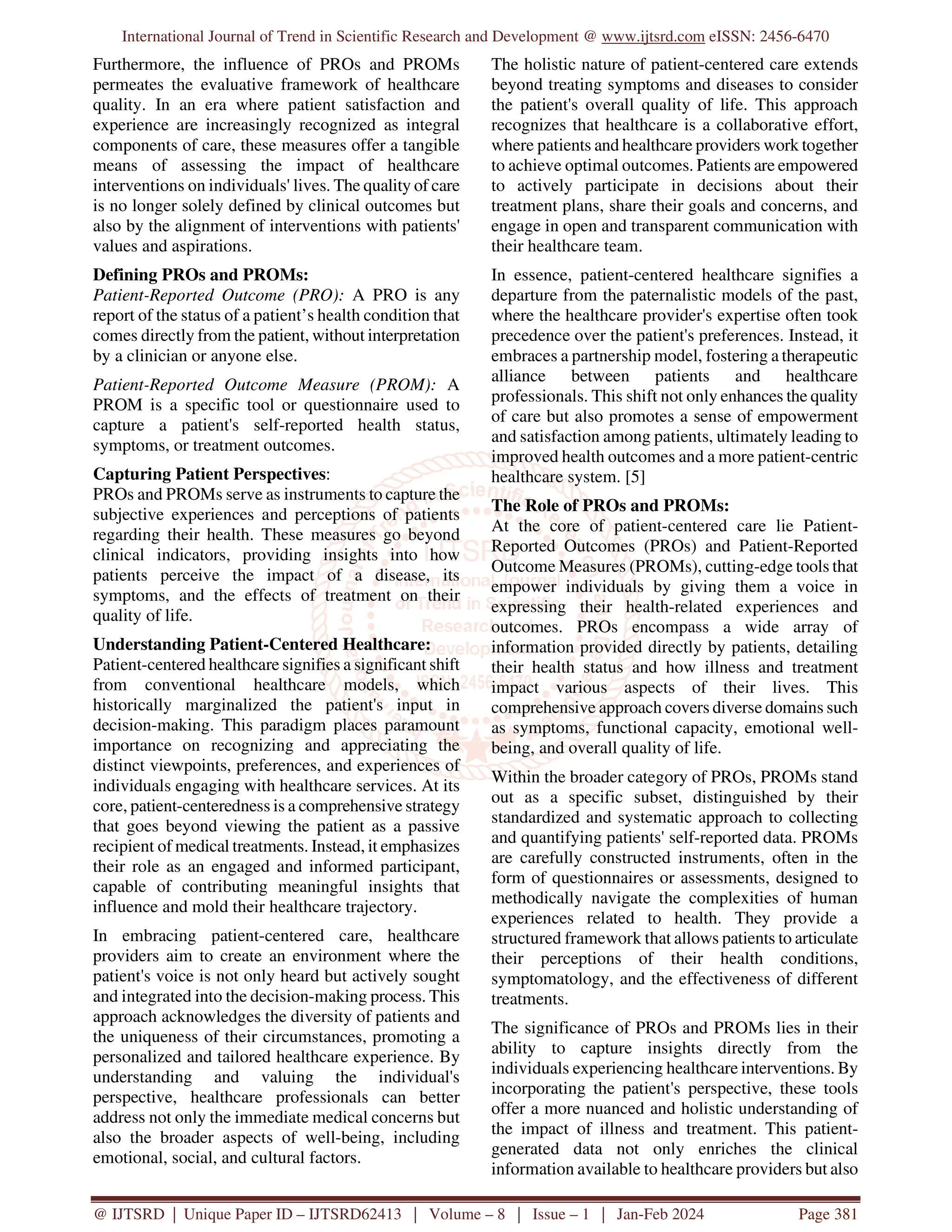 PROs and PROMs Understanding Patient Reported Outcome Measures | PDF