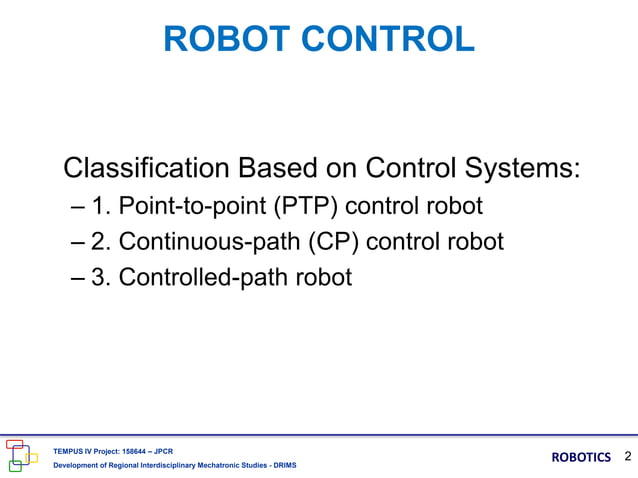Robot Control types and applications 2024 | PPT