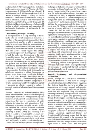 The Role of Strategic Leadership in Building Organizational Competitiveness | PDF