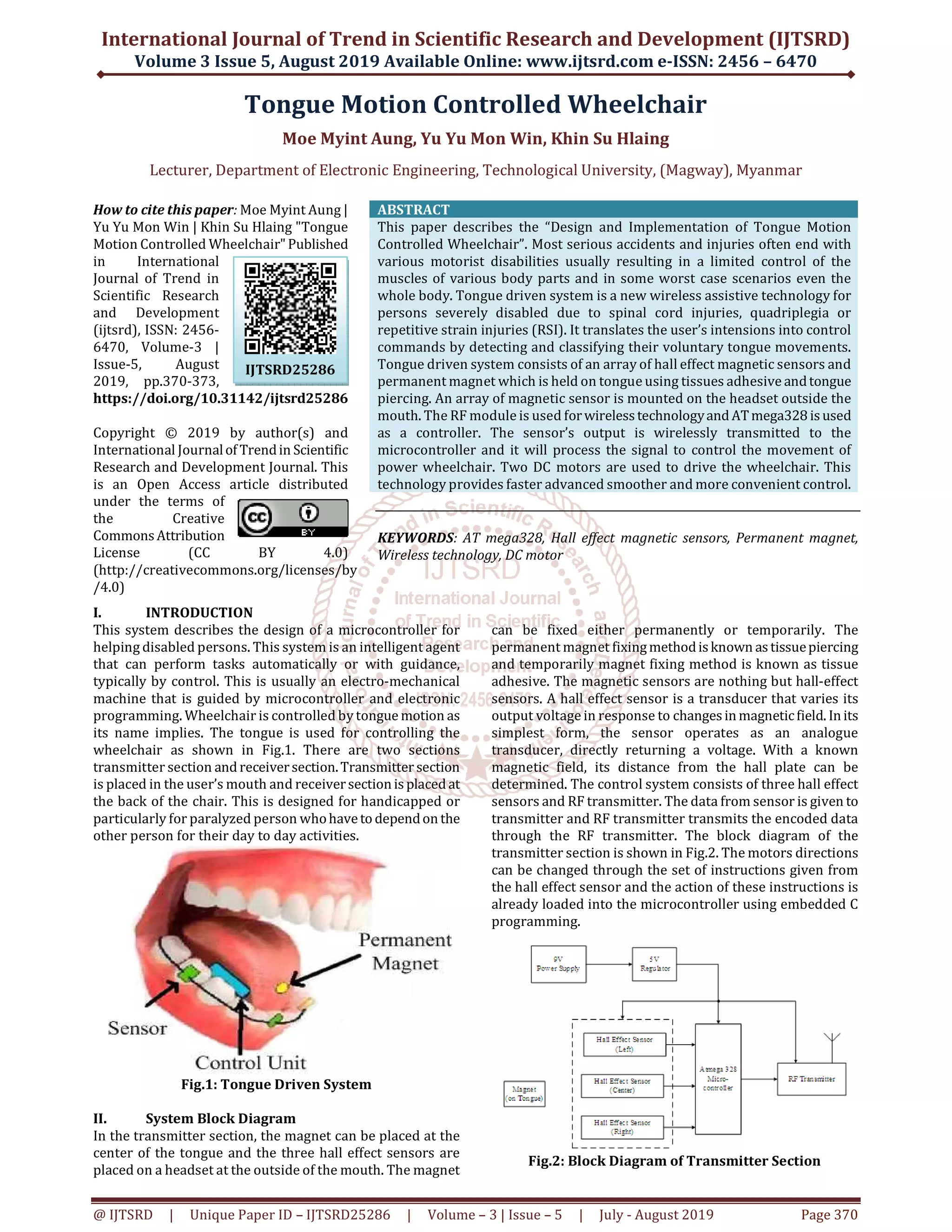 Tongue Motion Controlled Wheelchair | PDF