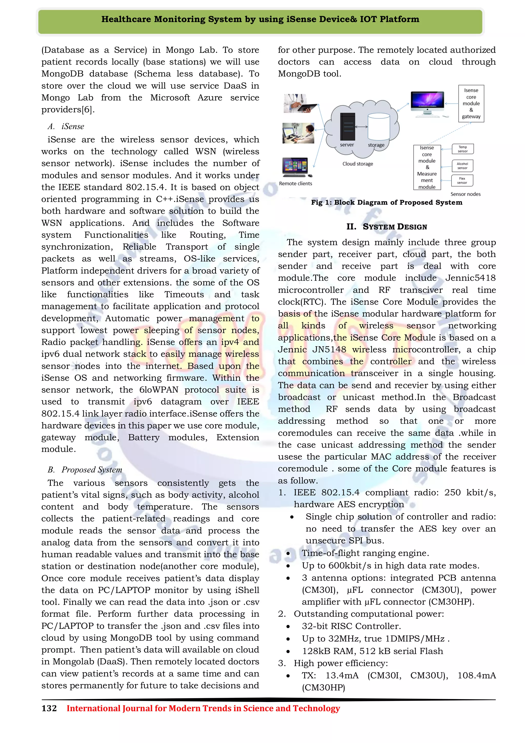 Healthcare Monitoring System by using iSense Device& IOT Platform | PDF