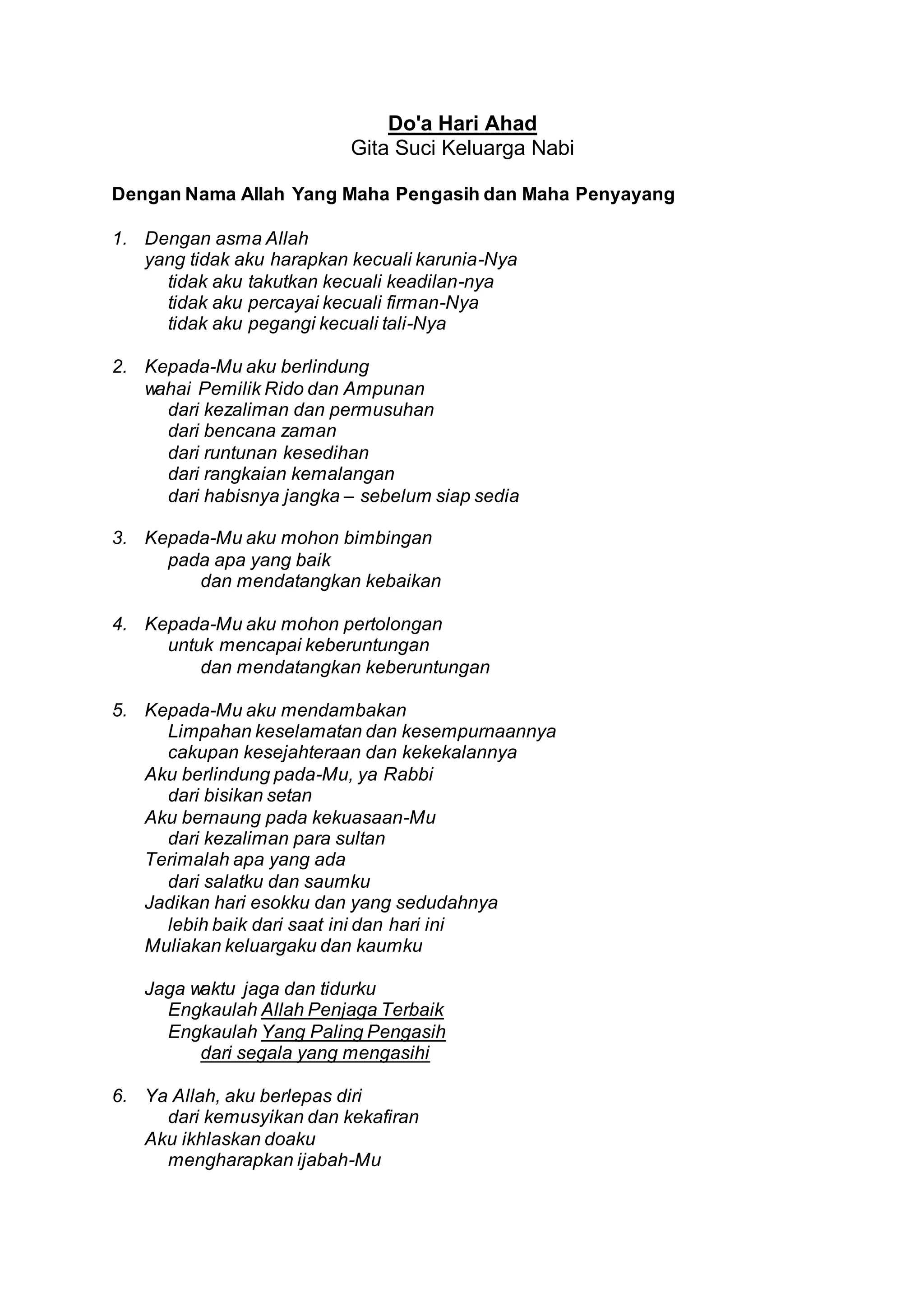 62. do'a hari ahad | PDF