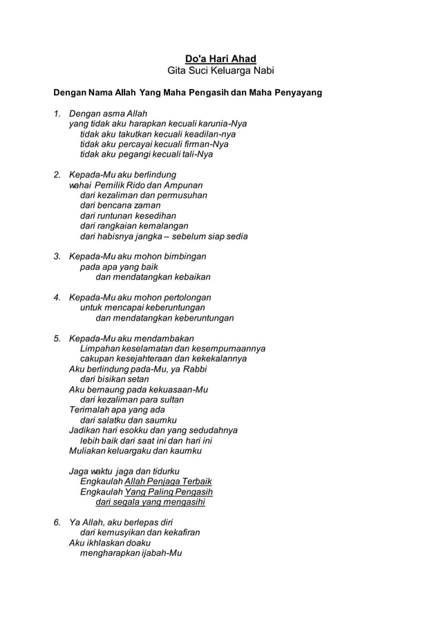 62. do'a hari ahad | PDF