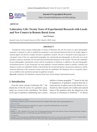 Journal of Geographical Research | Vol.6, Iss.2 April 2023 | PDF
