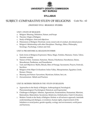 NTA UGC NET JRF - 62 comparative studies of religion-new updated ...