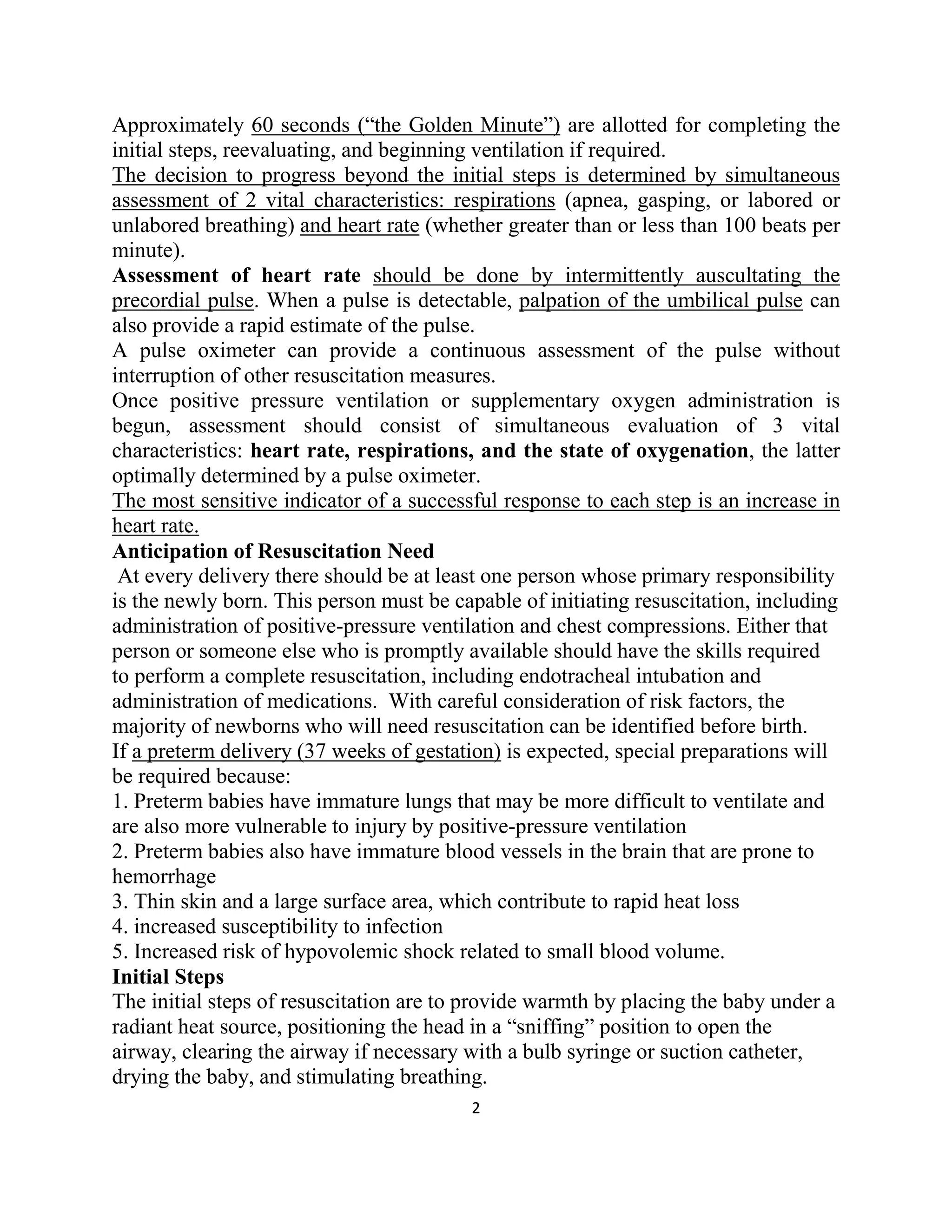 Neonatal Resuscitation Program (NRP) 2010 | PDF