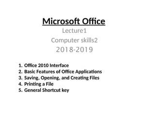 Cours de Microsoft Office (word pptx excel) | PPTX