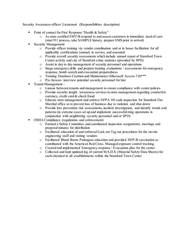 Security Awareness officer description | DOCX