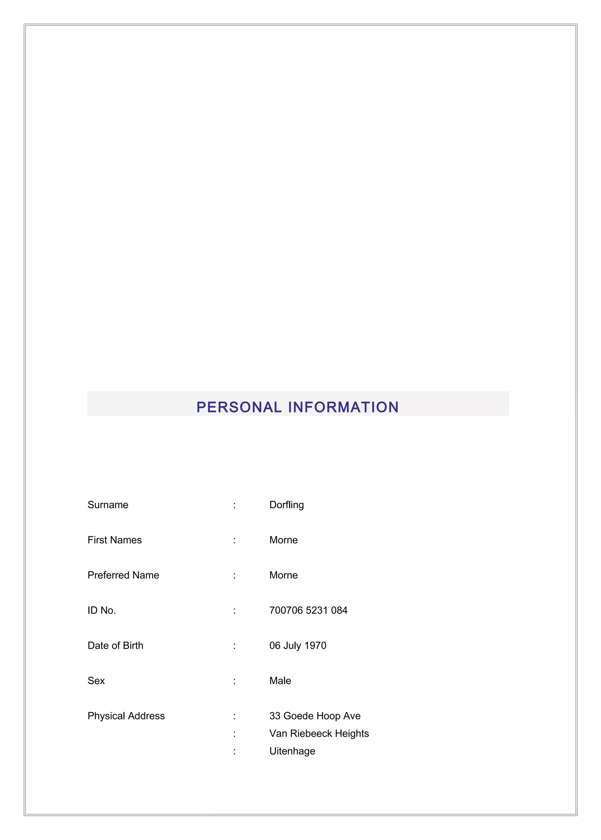 Morne Dorfling - CV | DOC
