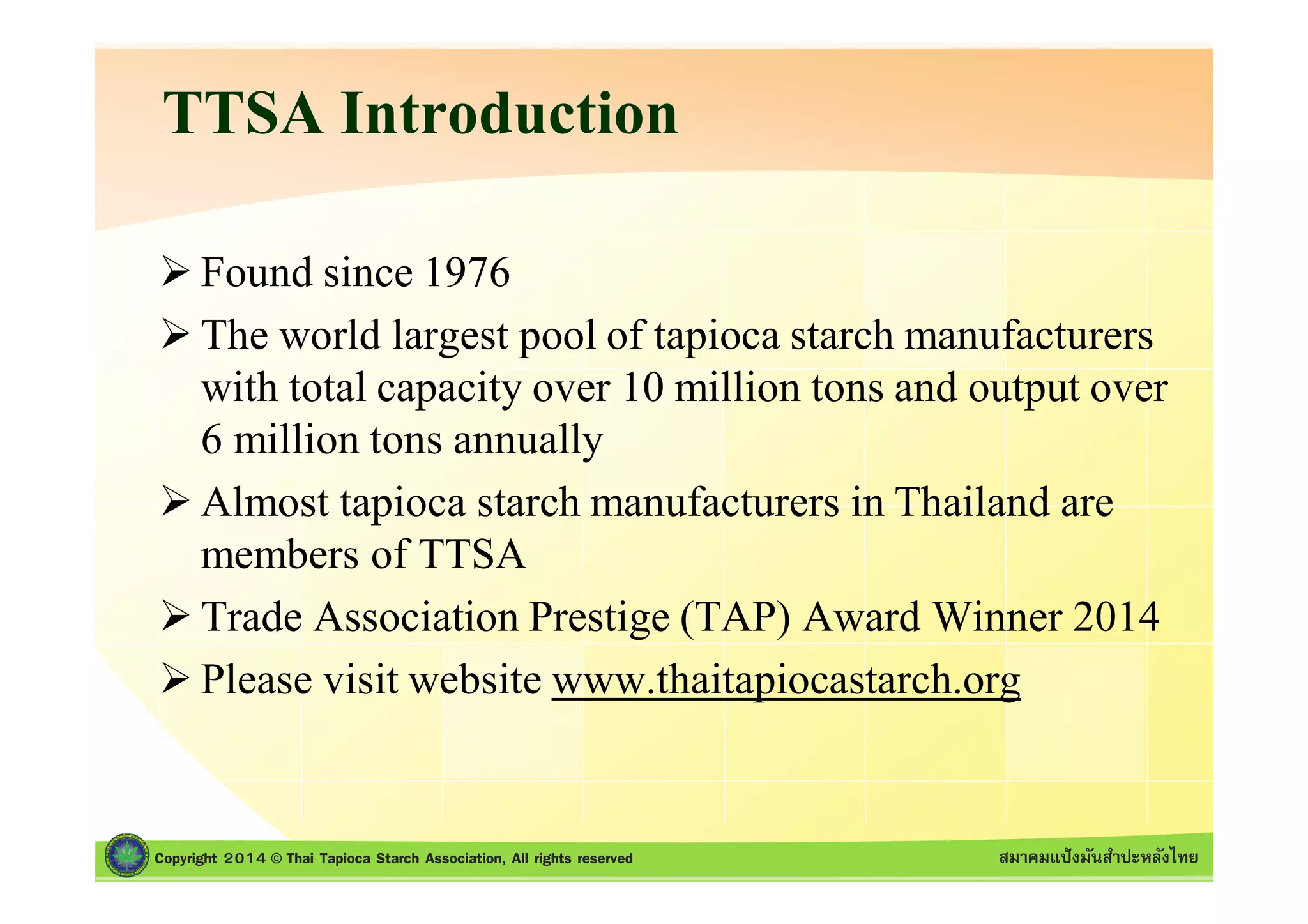 Thai Tapioca Industry - Introduction to TTSA | PDF