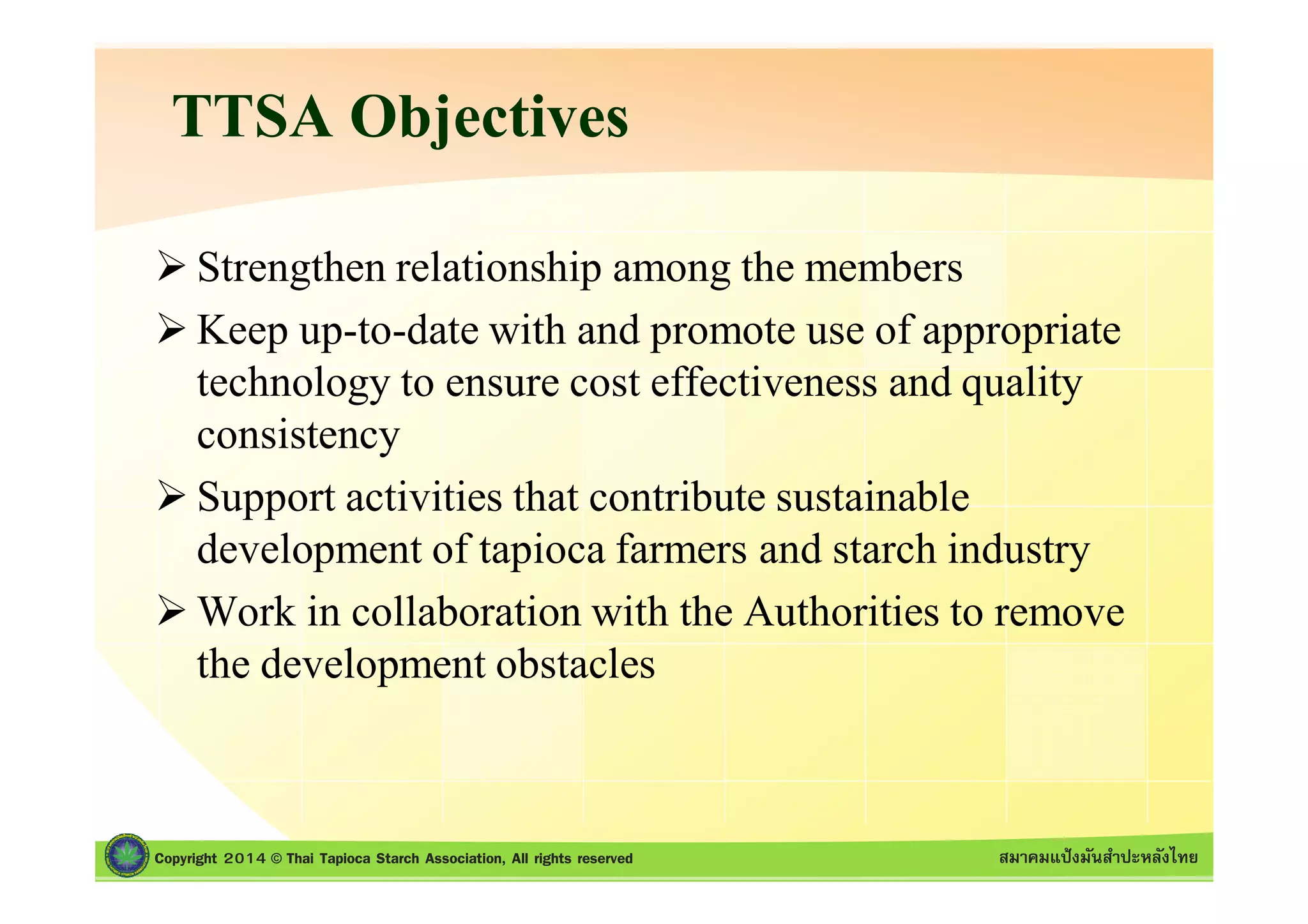 Thai Tapioca Industry - Introduction to TTSA | PDF
