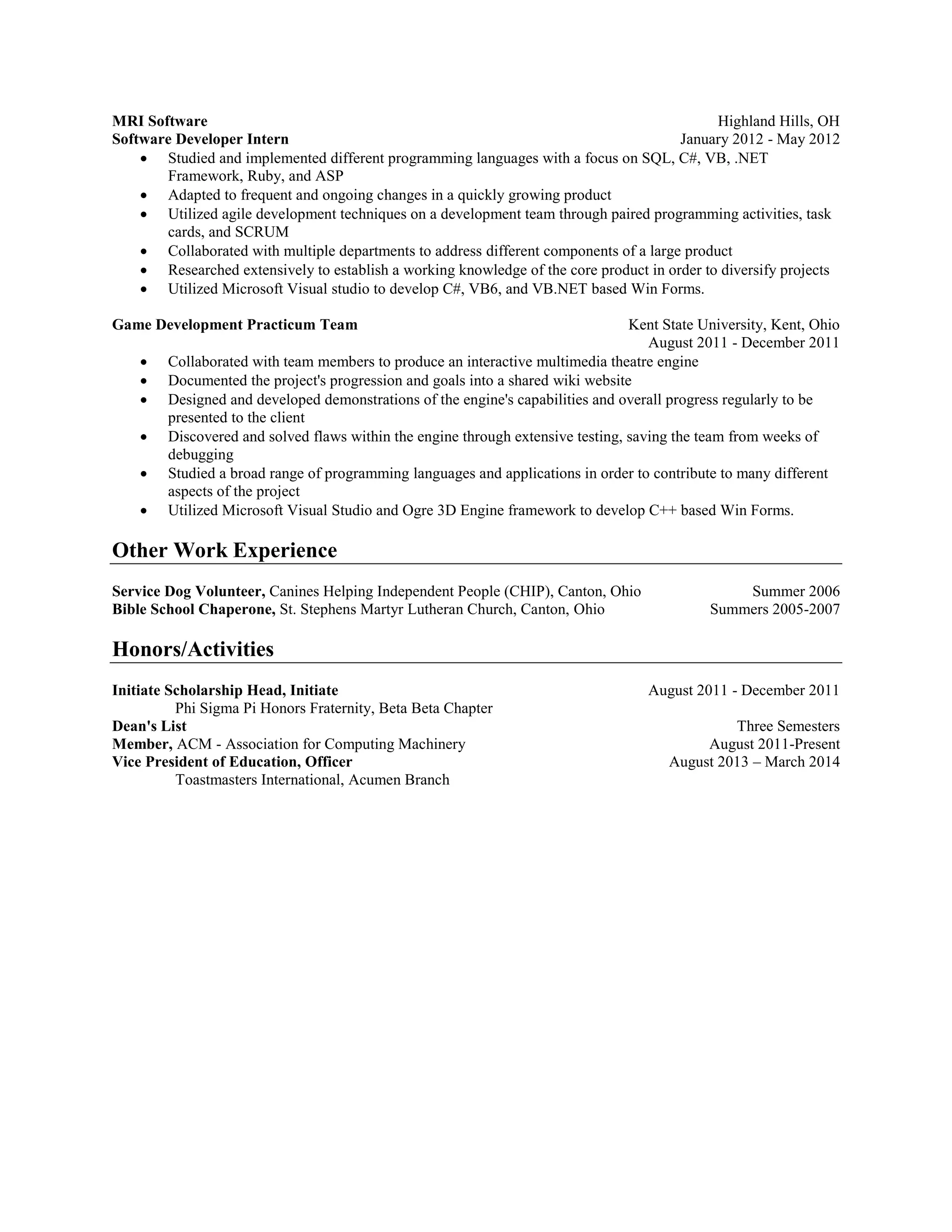 Resume - Benjamin Barringer 2016 | PDF