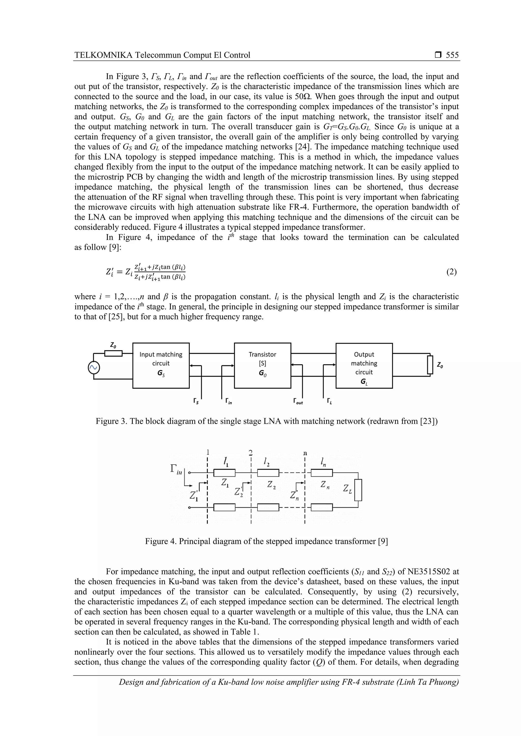 Design and fabrication of A Ku-band low noise amplifier using FR-4 substrate | PDF