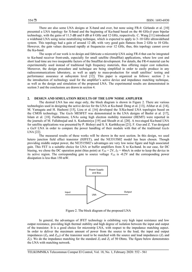 Design and fabrication of A Ku-band low noise amplifier using FR-4 substrate | PDF