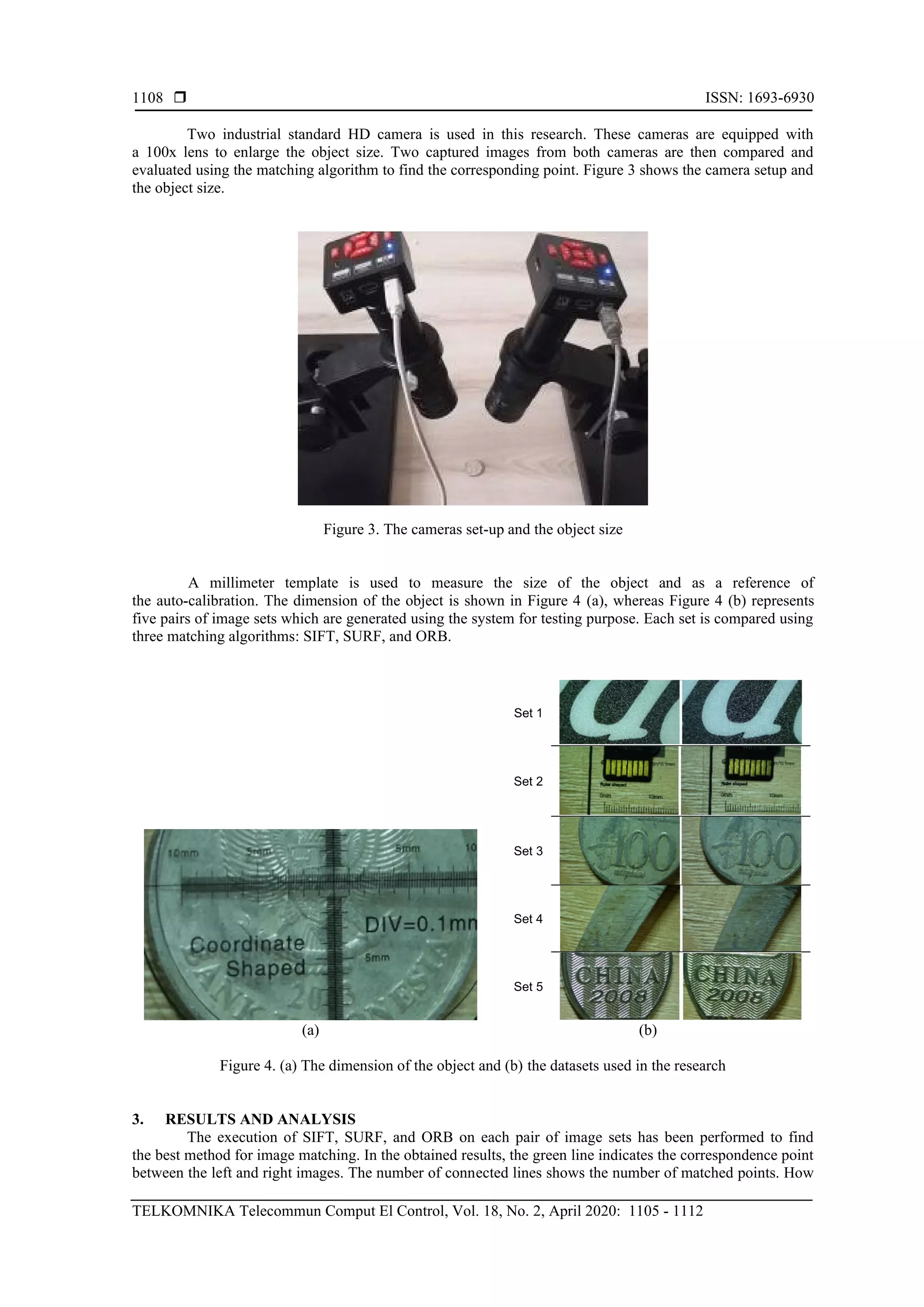 Matching Algorithm Performance Analysis For Autocalibration Method Of